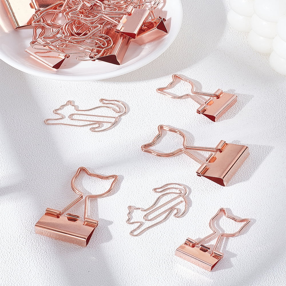 22Pcs 3 Styles Cat Shape Carbon Steel Paper Clips Office Supplies Rose ...