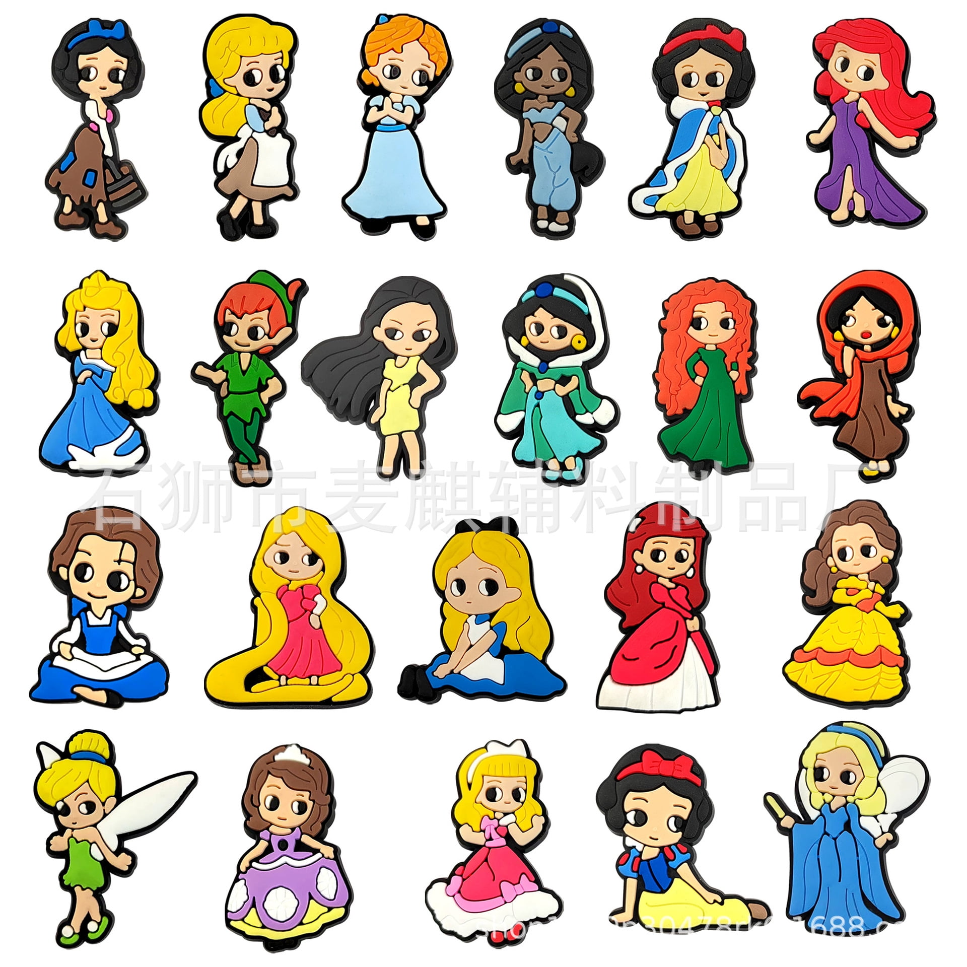 22Pcs Ariel Princess Shoes Charms For Girls Cute Cartoon Shoes Pins ...