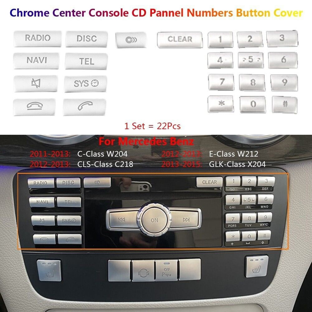 22Pcs Center Console Cd Numbers Button Cover Trim For Benz W204 W212 ...