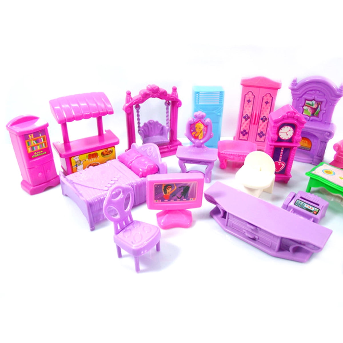 22Pcs Dollhouse Play Set Plastic Furniture Miniature Rooms Baby Kids ...