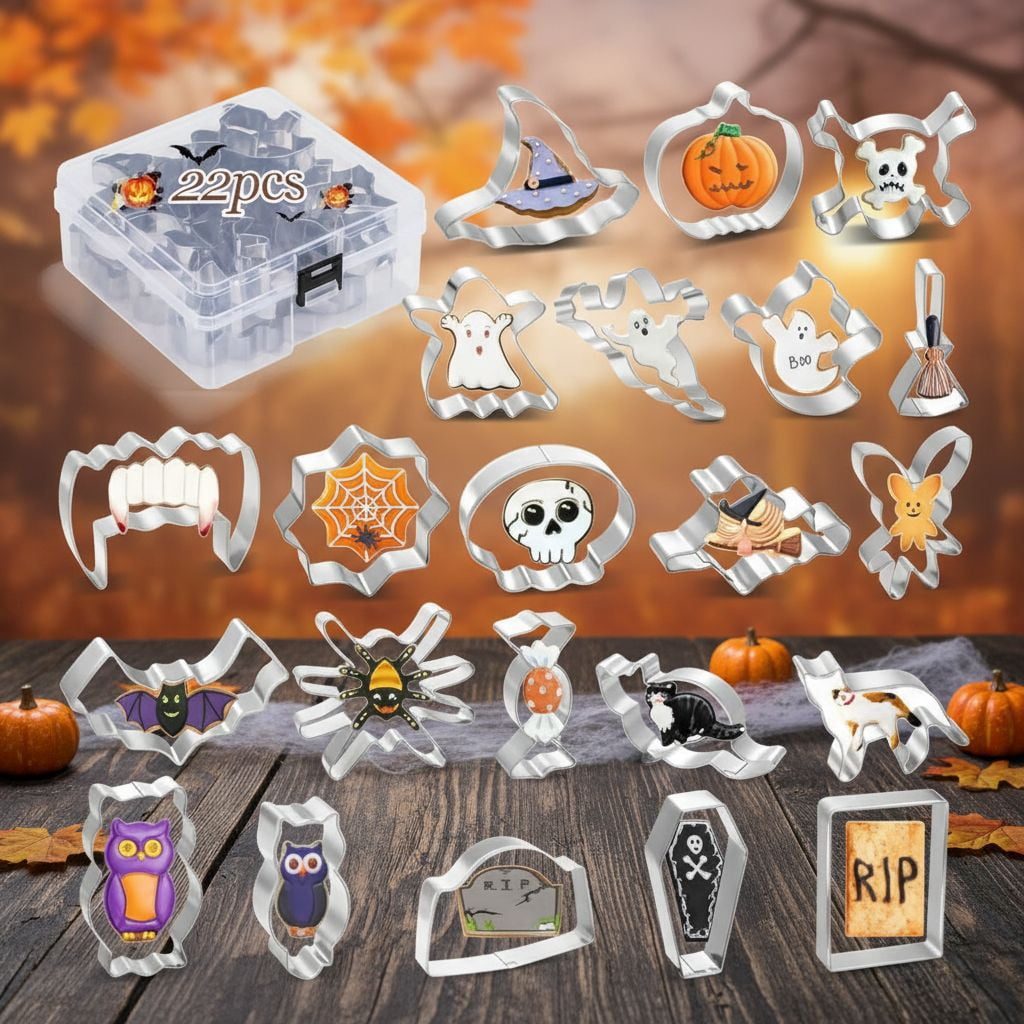 22Pcs Halloween Cookie Cutters, Stainless Steel Baking Supplies for ...