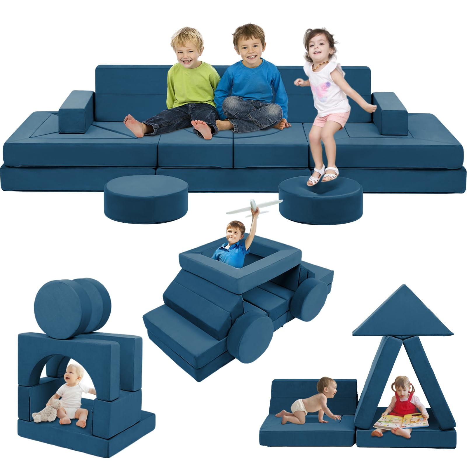 22Pcs Modular Kids Play Couch - Kids Couch for Playroom Bedroom Living ...