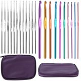 22Pcs Multi-Color Crochet Hook Needles Aluminum Handle Sewing Kit DIY ...