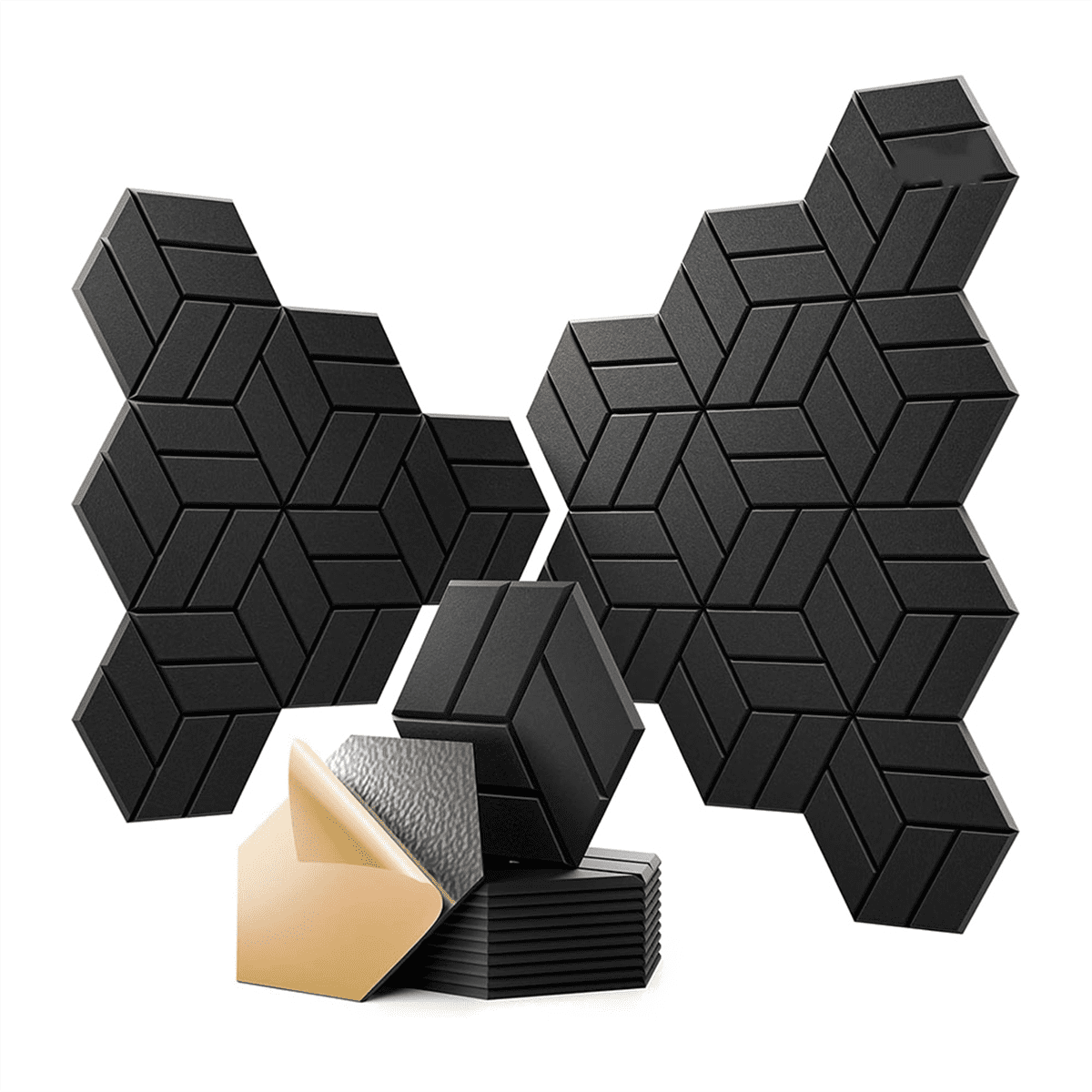 22Pcs Self-Adhesive Acoustic Panels,12x10x0.4in Hexagonal Soundproof ...