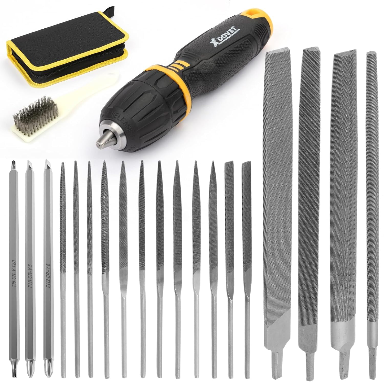 22Pcs Small Needle Metal File Tool Kit with Carry Case, Hand Tools Set for Home Crafts And Fine ...