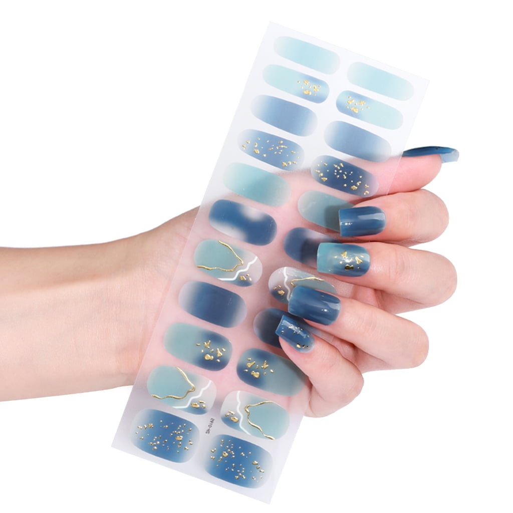22Pcs/pack Nail Wraps Women Nail Polish Strips Multi-Color Fingernail ...