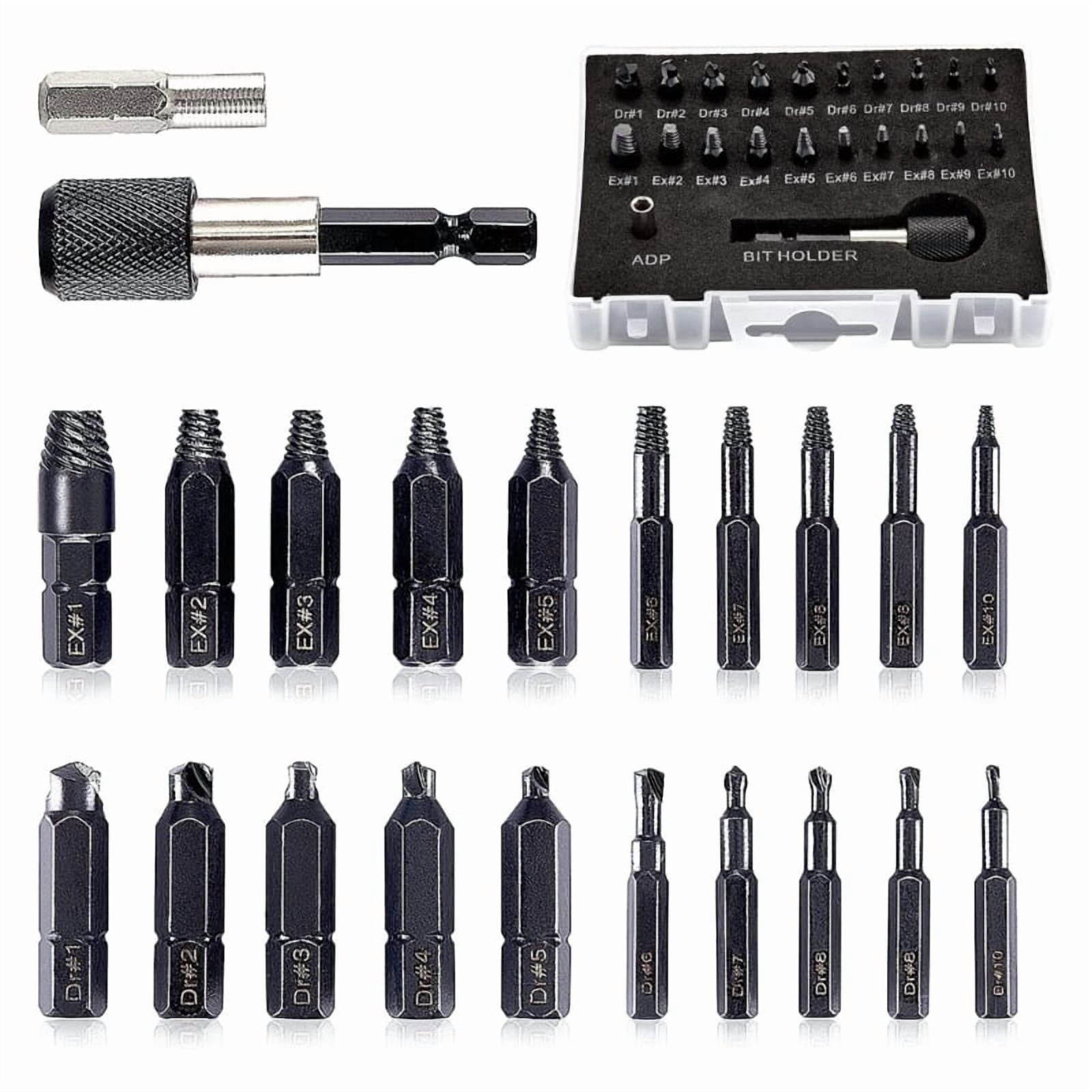 22Pcs/set Damaged Screw Extractor Drill Bits Purpose Tools Broken Speed ...