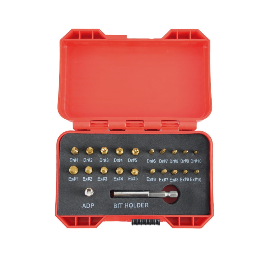 22Pieces Steel Screw Extractor Set Hex Shank Design for Enhances Grip ...