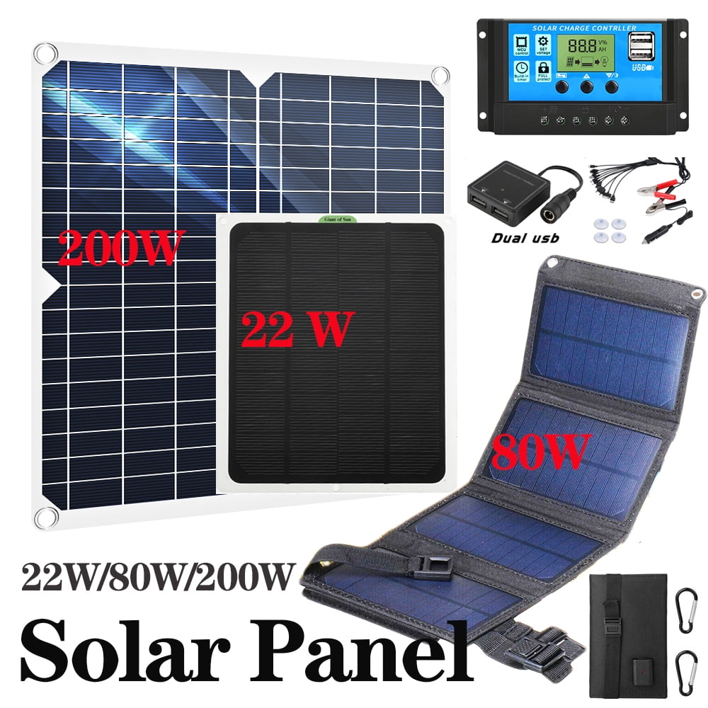 22W/80W/200W Solar Panel Starter Kit, High Efficiency Monocrystalline ...