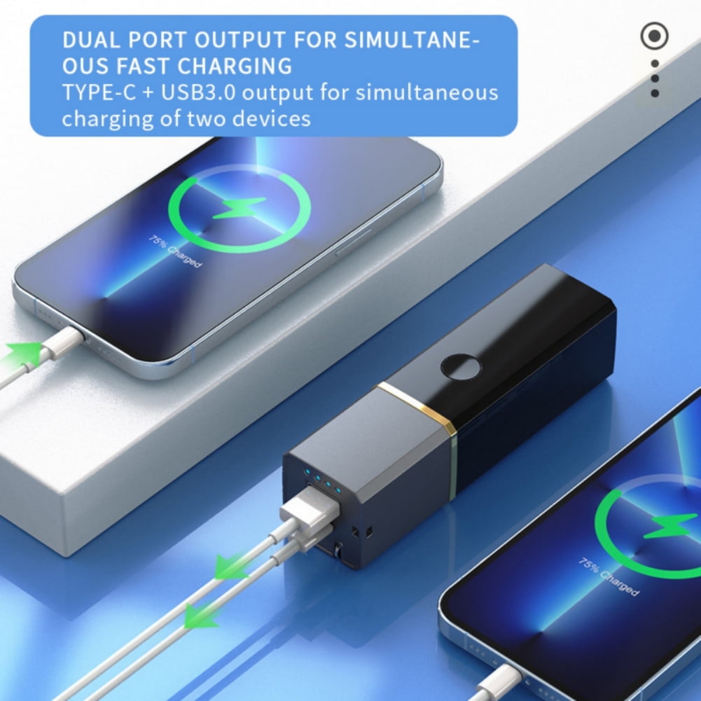 22W Power Bank 5000mAh Portable Charger Pack 3-in-1 Flashlight Mini ...