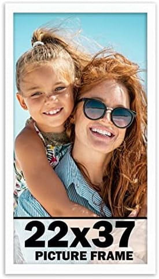 22X37 Frame White Solid Wood Picture Frame Includes UV Shatter Guard ...