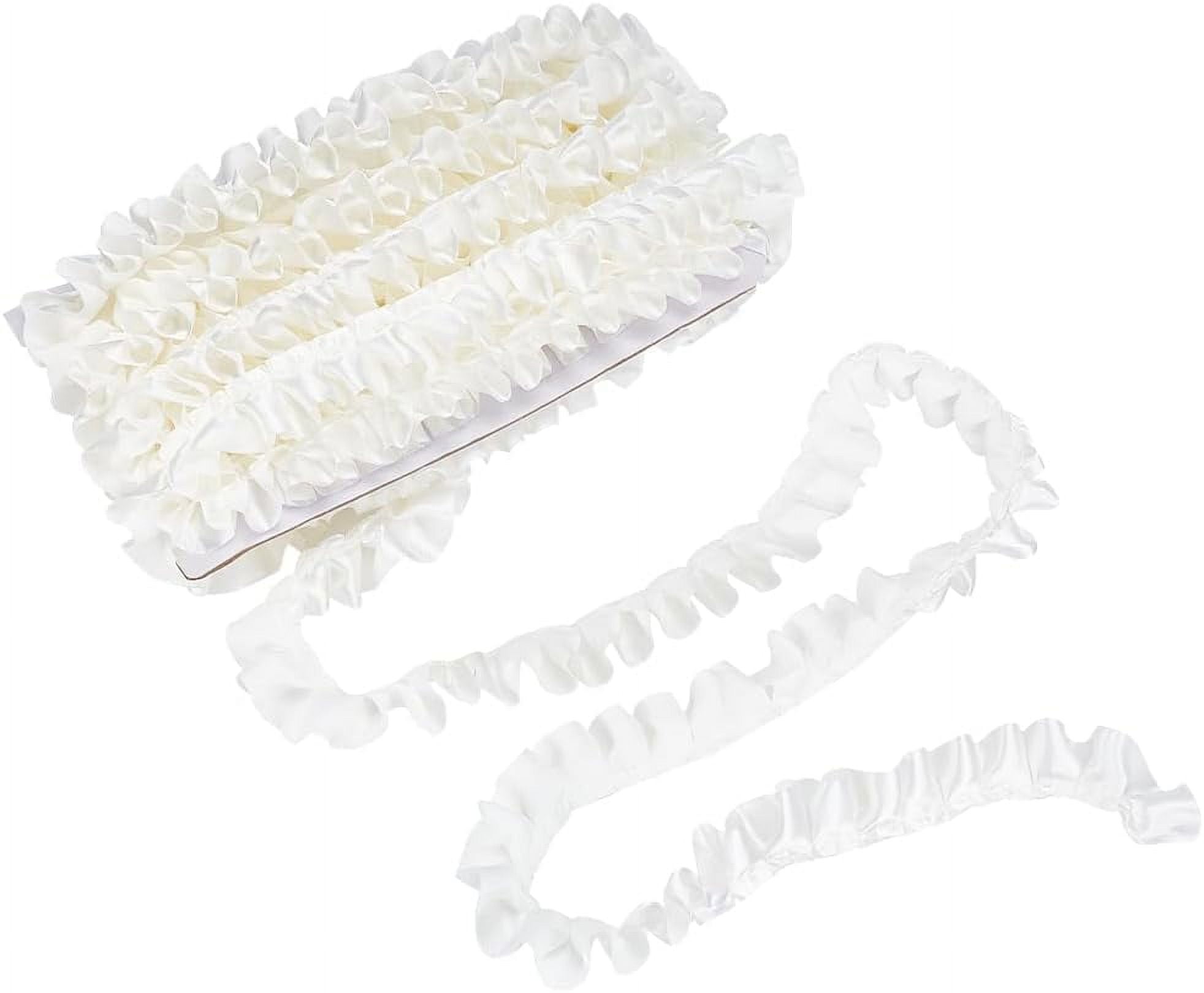 22Yards 1inch Floral White Satin Ruffle Trim Edge Trim Satin Pleated ...