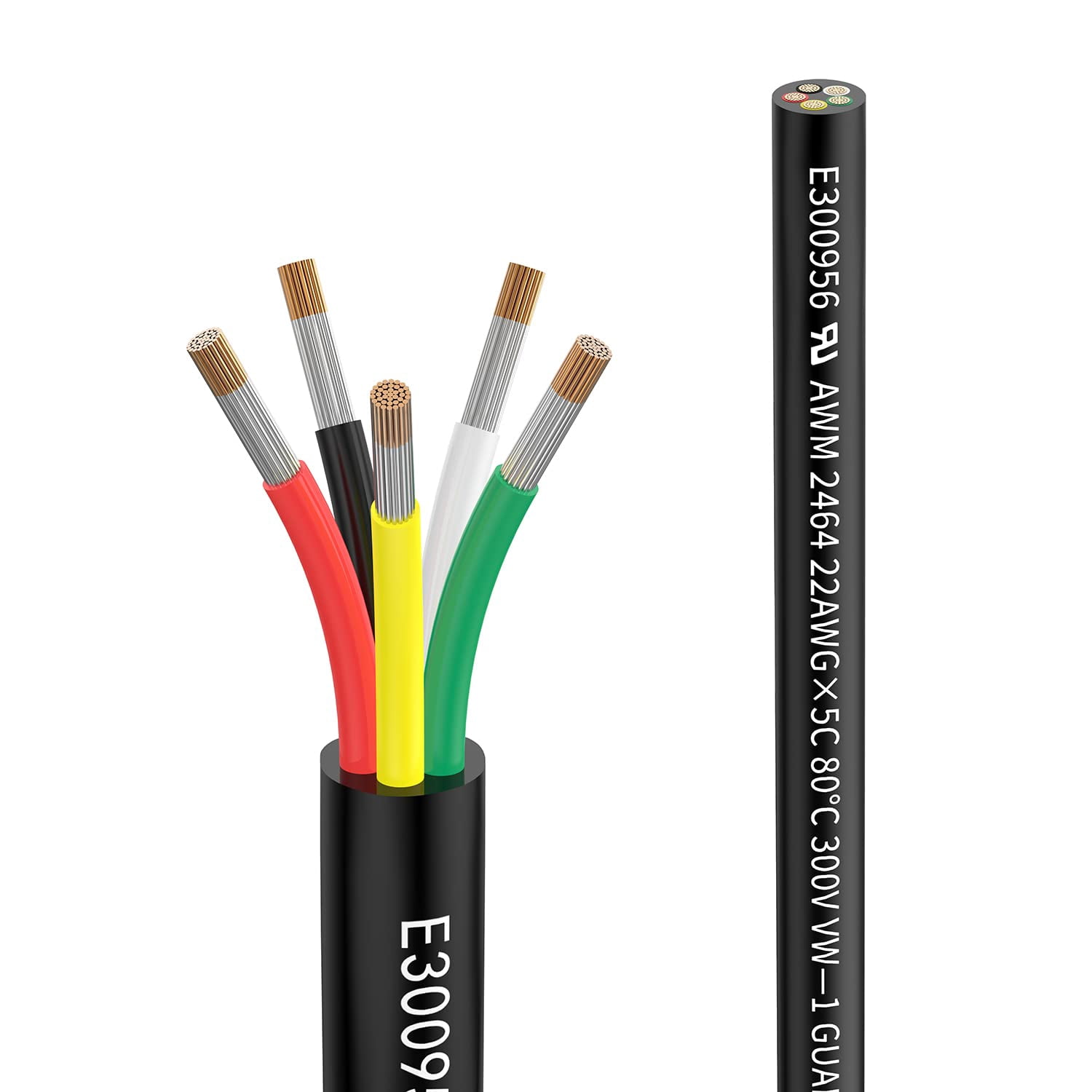22awg 0.3mm² Electrical Wire 5 Core Extension Cable 20feet UL2464 DC 5V ...