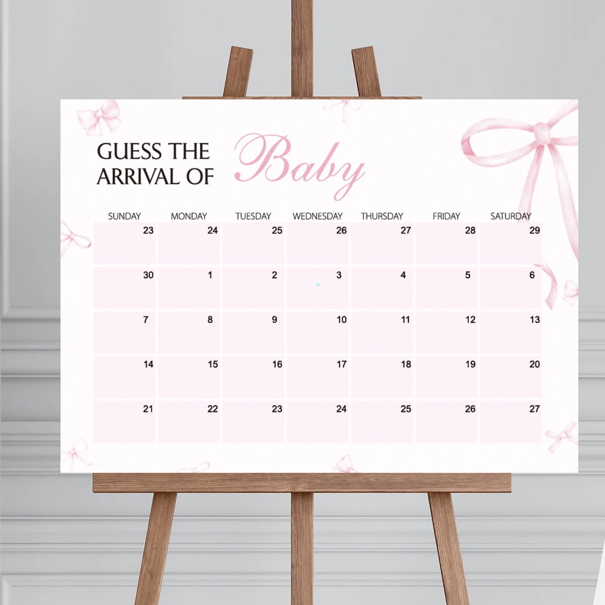 22cm Single-sided pink bow due date forecast calendar poster bow ...
