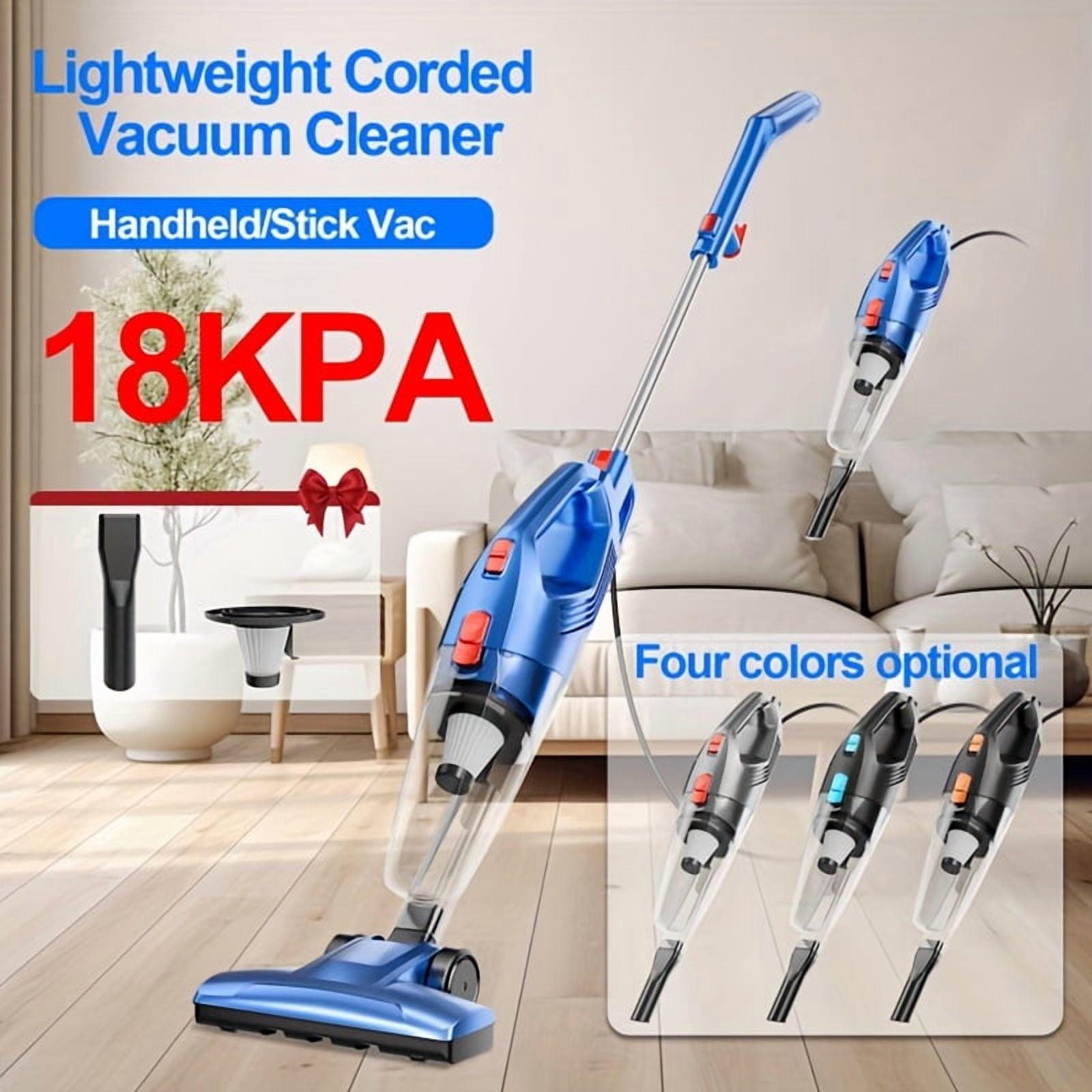 22ft Corded Stick Vacuum Cleaner for Home, 18KPa Powerful Suction HEPA ...