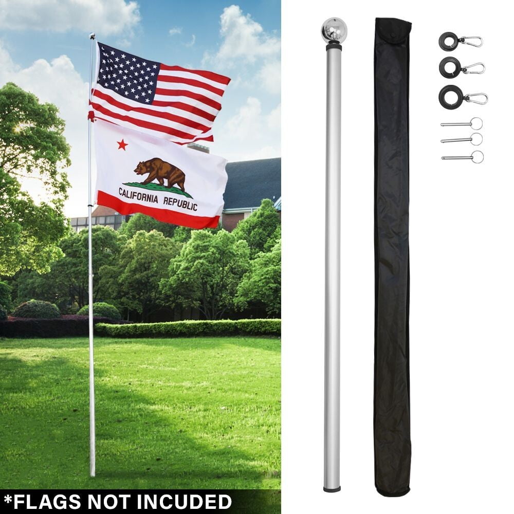22ft Deluxe Locking Telescoping Fiberglass Pole Tail Gate RV Flag Pole ...