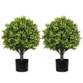 22in Artificial Boxwood Topiary Ball Trees in Pots for Indoor Outdoor ...