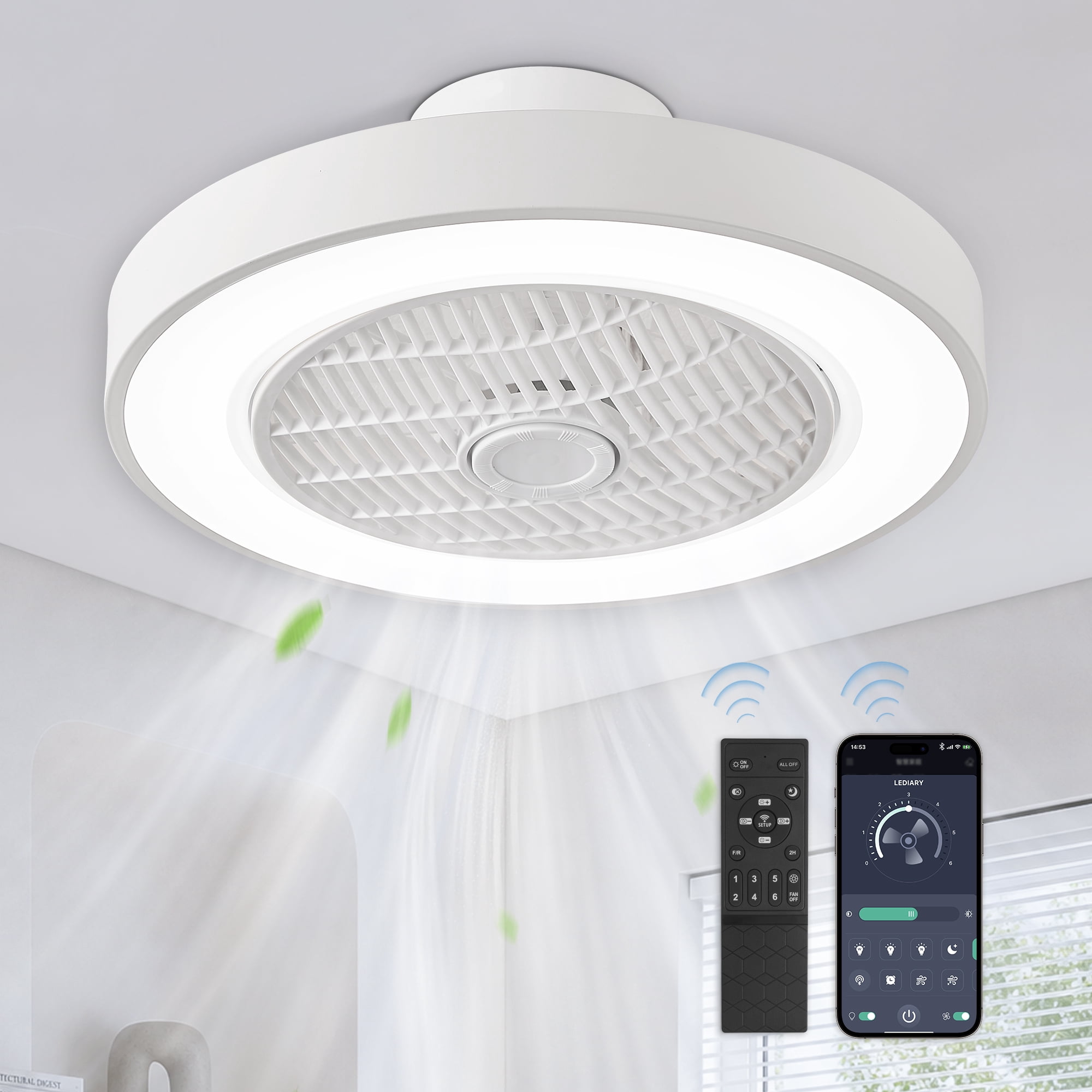 Lokivas 20in Modern Low Profile Ceiling Fan with Light, APP & Remote ...