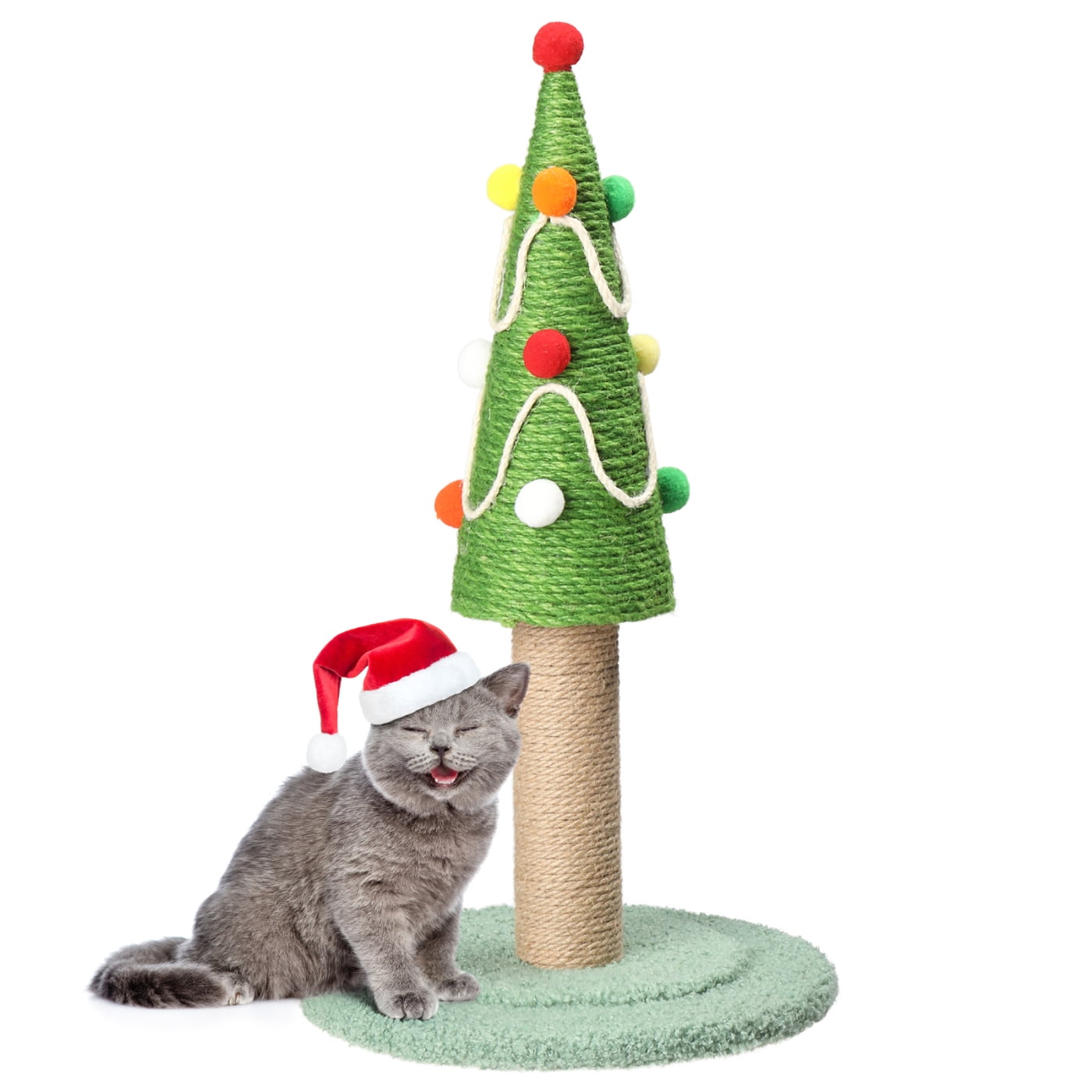22in Christmas Tree Scratching Post, Cute Cat Scratcher with Natural ...