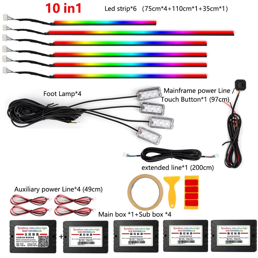 22in1 Symphony Car Ambient Light RGB 213 Color Universal Car Interior ...