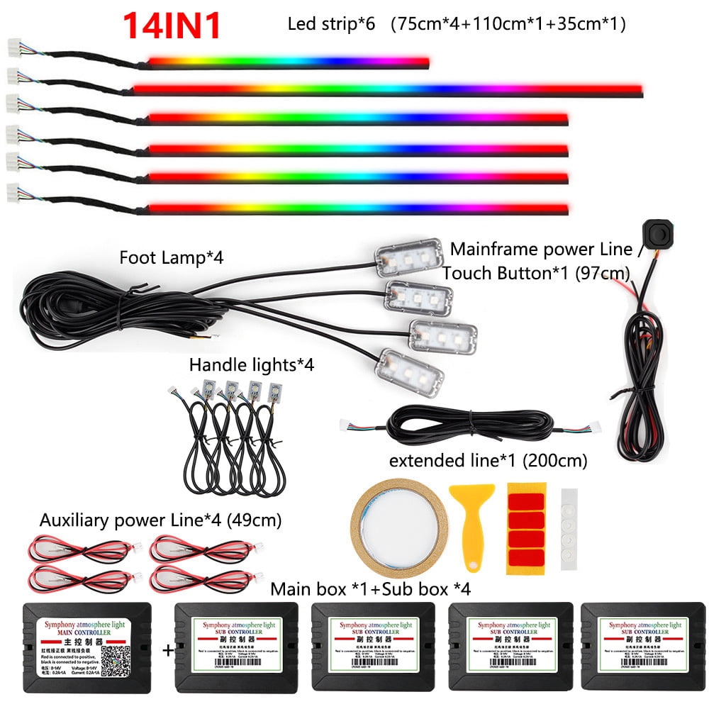 22in1 Symphony Car Ambient Light RGB 213 Color Universal Car Interior ...