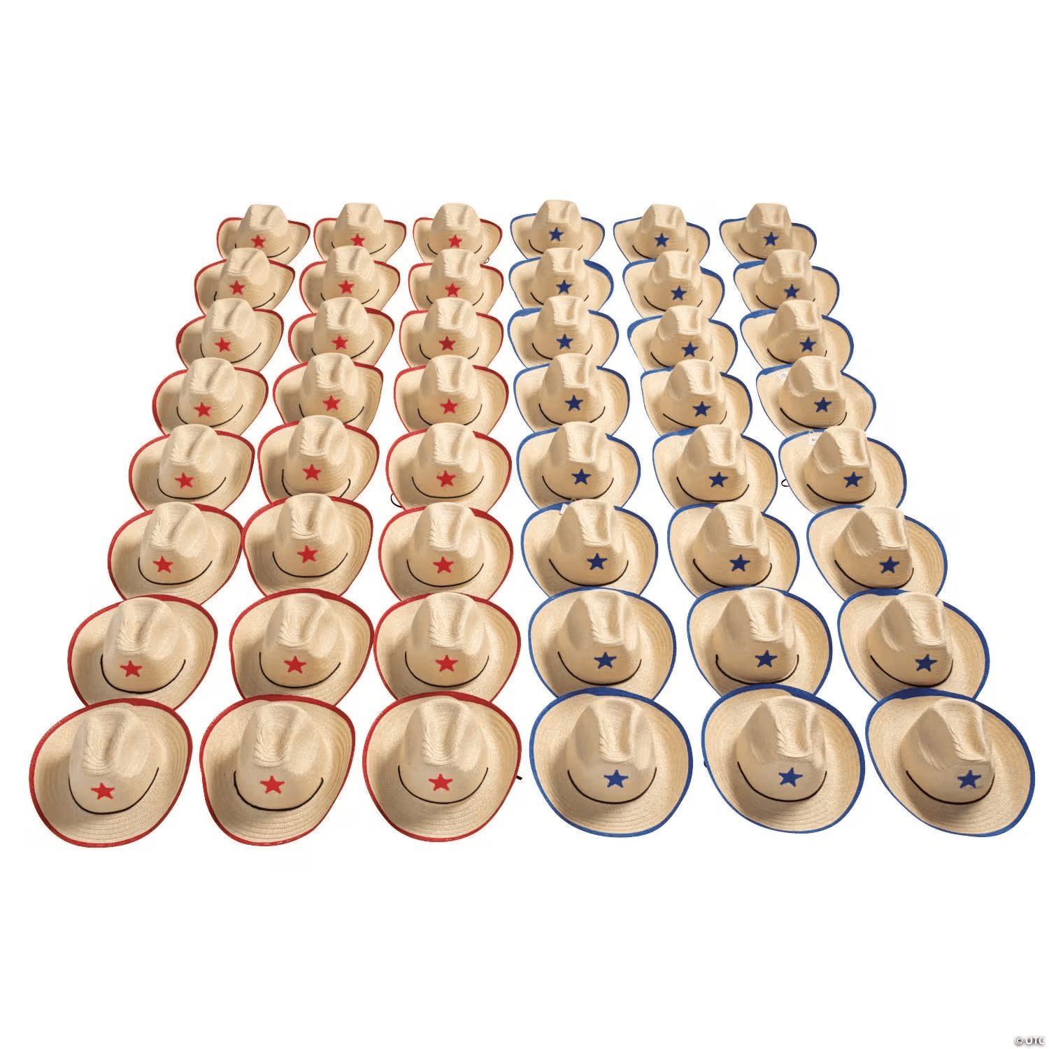 22inch Bulk pack of 48 children's blue and red straw hats, equipped ...
