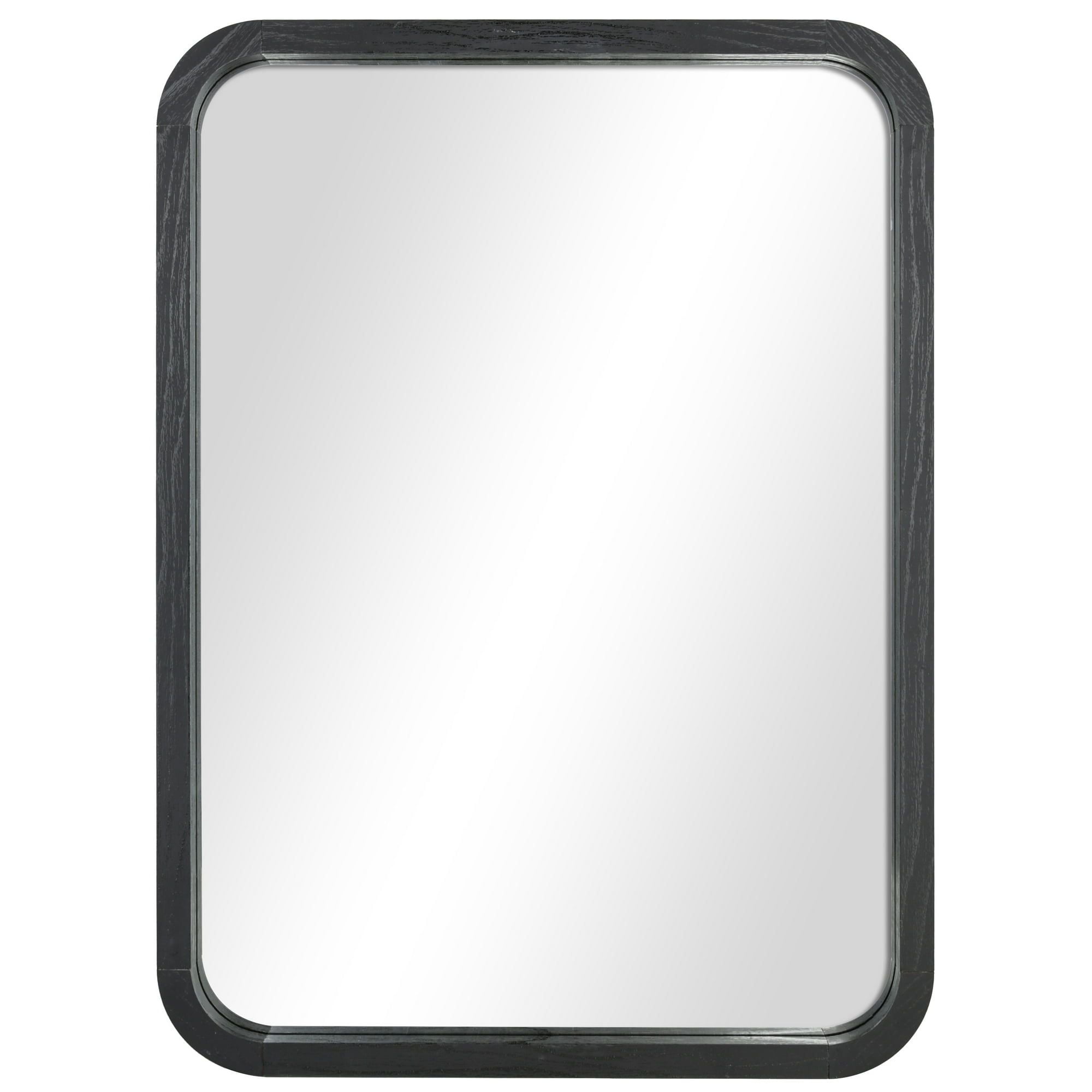 22inx30in Rounded Edge Rectangular Black Finish Wall Mirror - Walmart.com