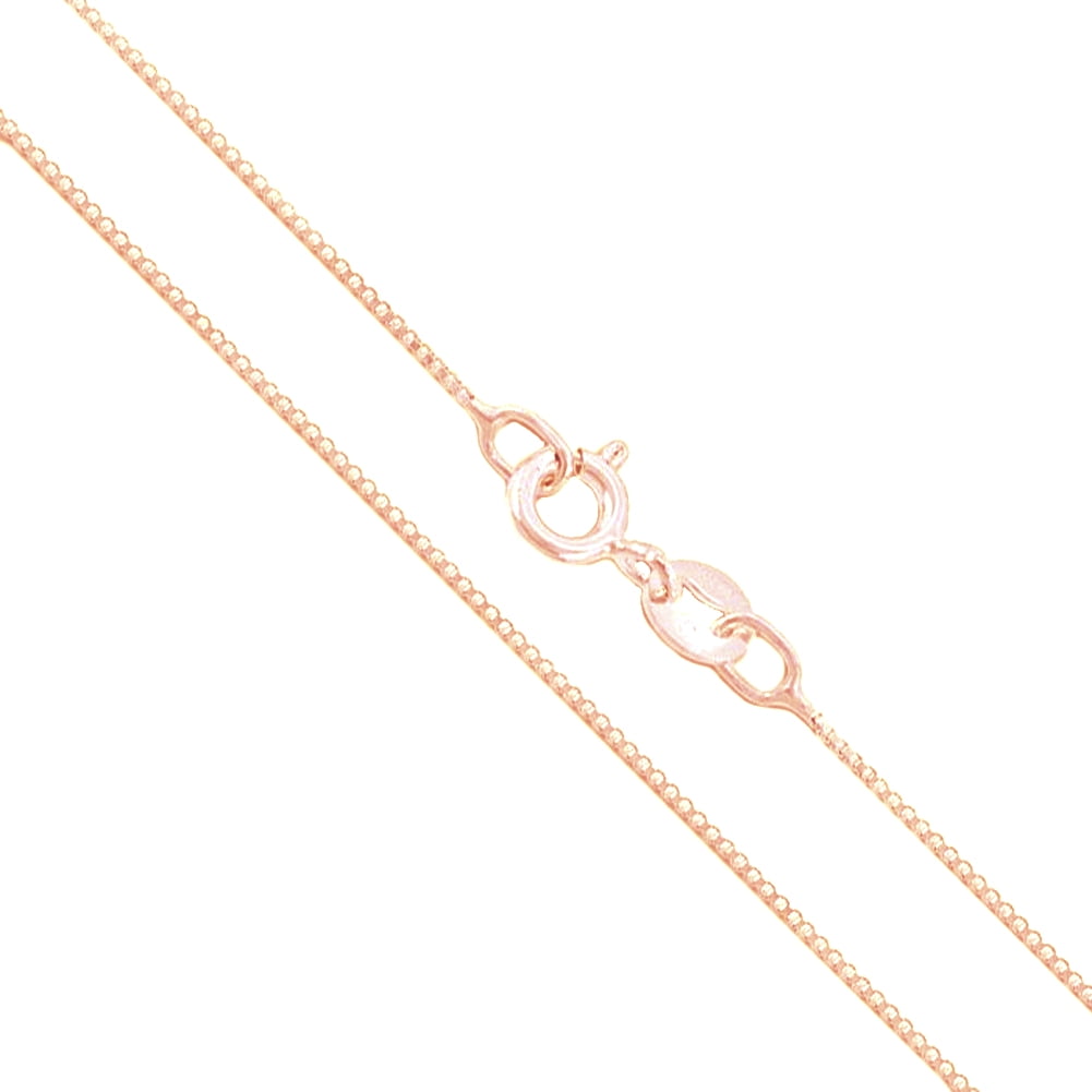 22k Rose Gold Plated Sterling Silver Box Chain 0.8mm Genuine Solid 925 ...