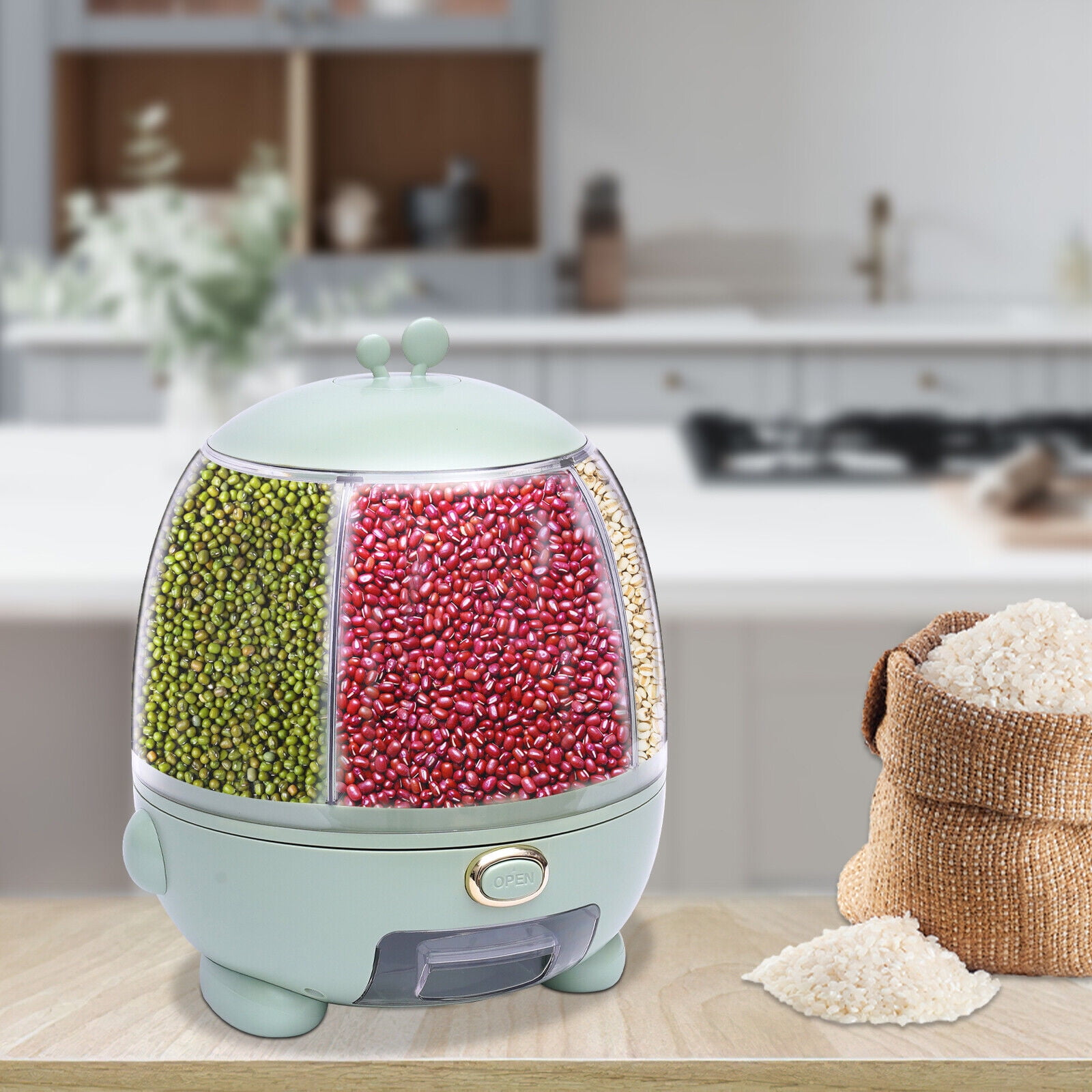 22lbs Cereal Storage Dispenser Dry Food Container Funnel Rice Box 5 ...