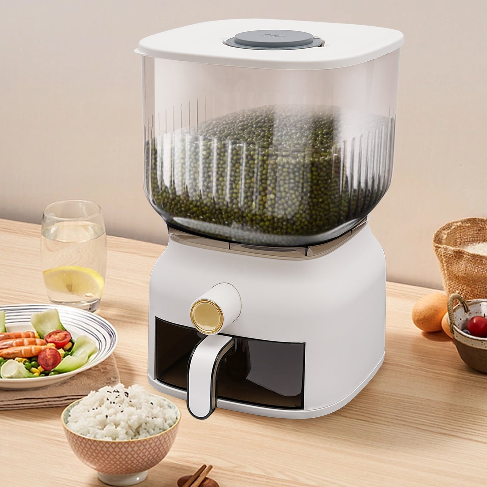 22lbs Large Capacity Rice Dispenser with Airtight Seal, Measuring Cup ...