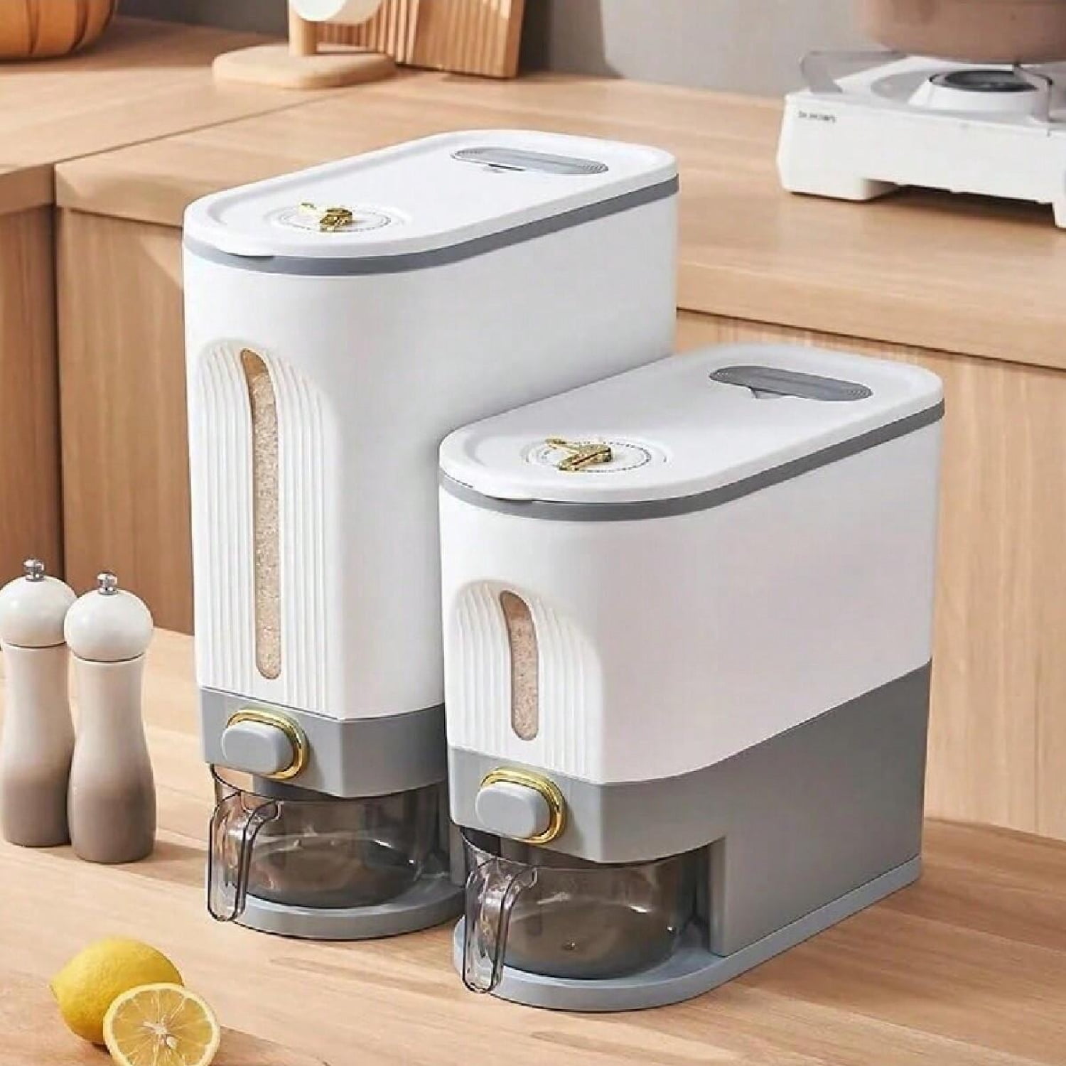 22lbs Rice Dispenser, Cereal Containers Storage Sealed Moisture Proof ...
