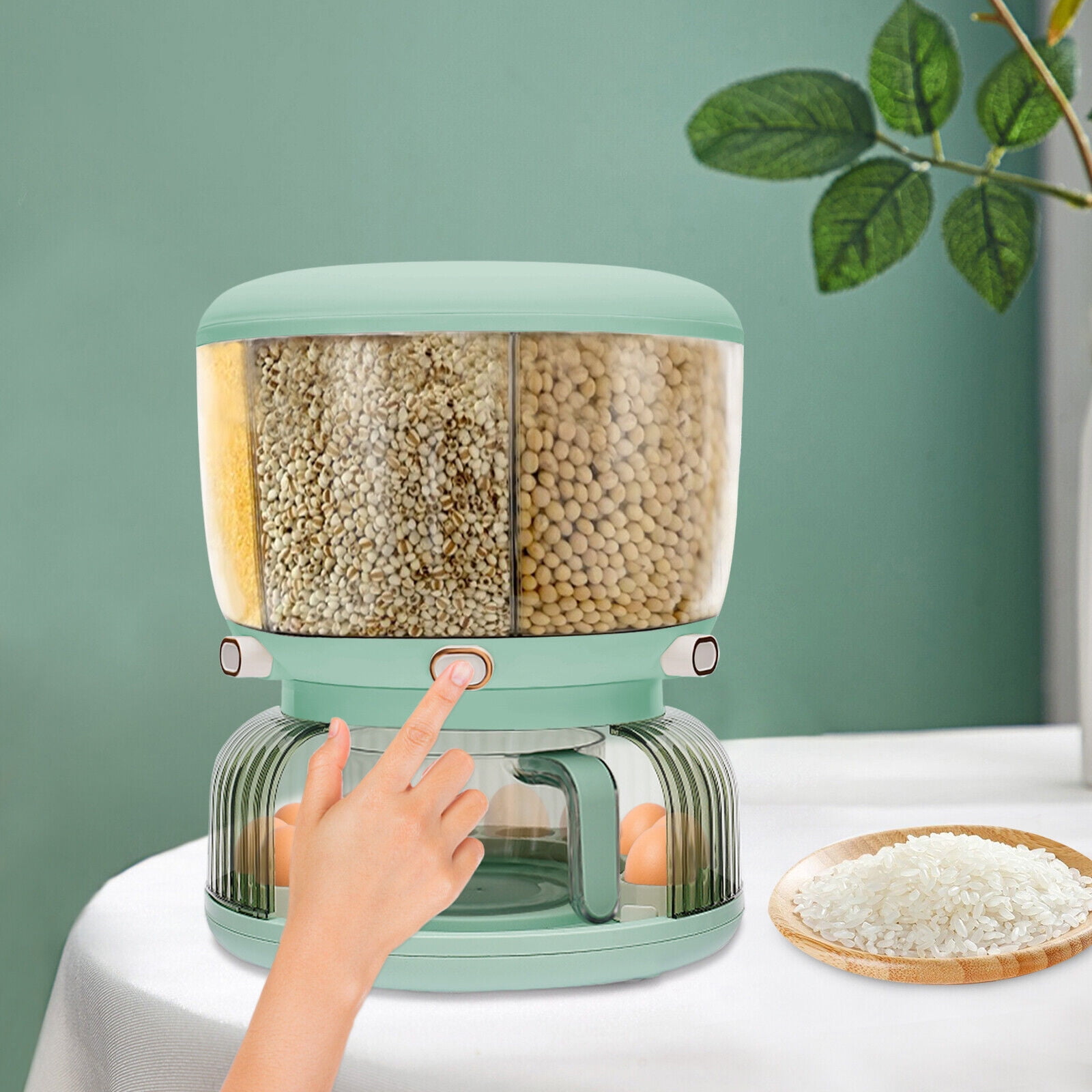 22lbs Rice Dispenser Large Grain Circle Storage Container with Rice Cup ...