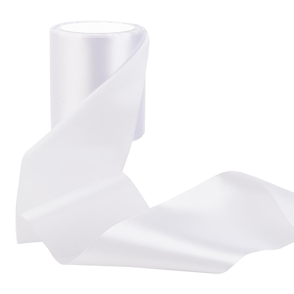 22m Flat Satin Double-Faced Ribbon White Satin Ribbon 10cm Wide Solid ...