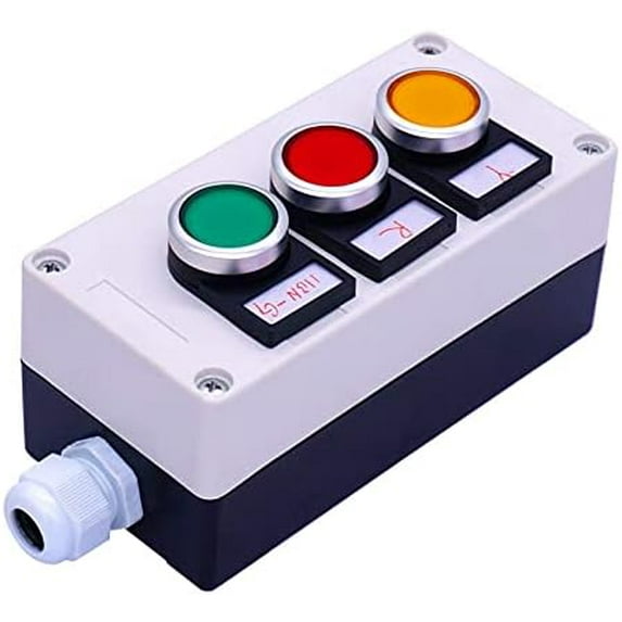 22mm 10A 440V 1NO 1NC Yellow Green Sign Momentary Push Button Switch ...