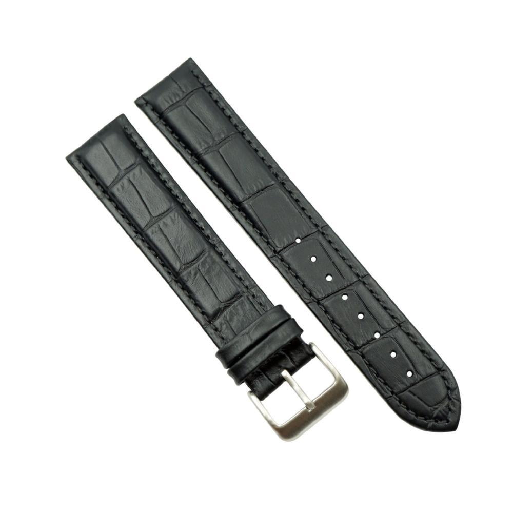 22mm Black Leather Extra Long Watch Band - Walmart.com