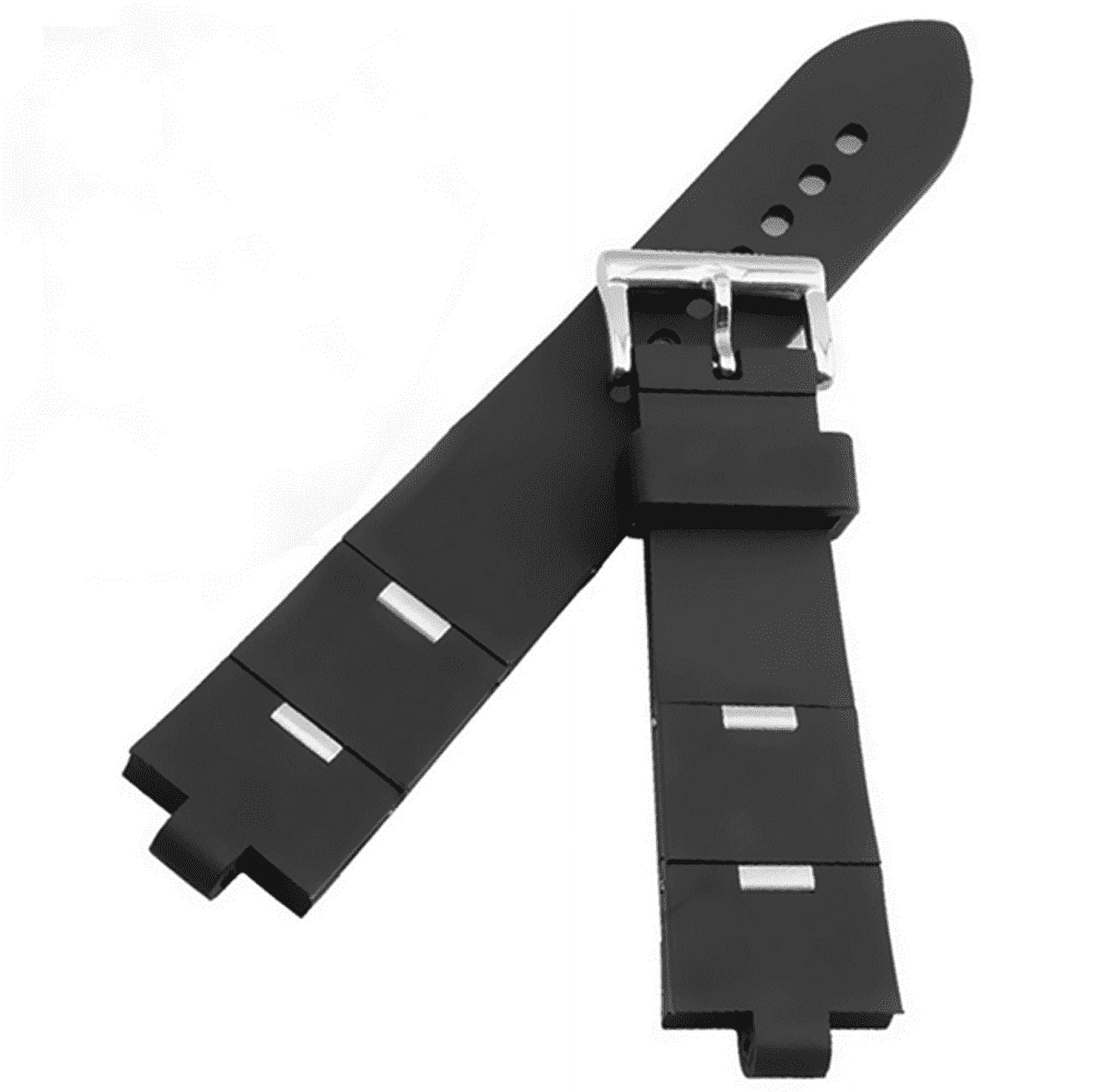 22mm Black Rubber Scuba Diver Watch Band Silver Buckle Convex Lug Width ...