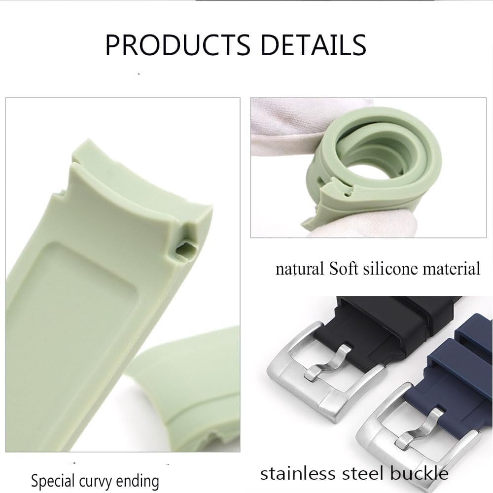 22mm Curved End Rubber Watch Band For Blancpain X Swatch, Replacement ...