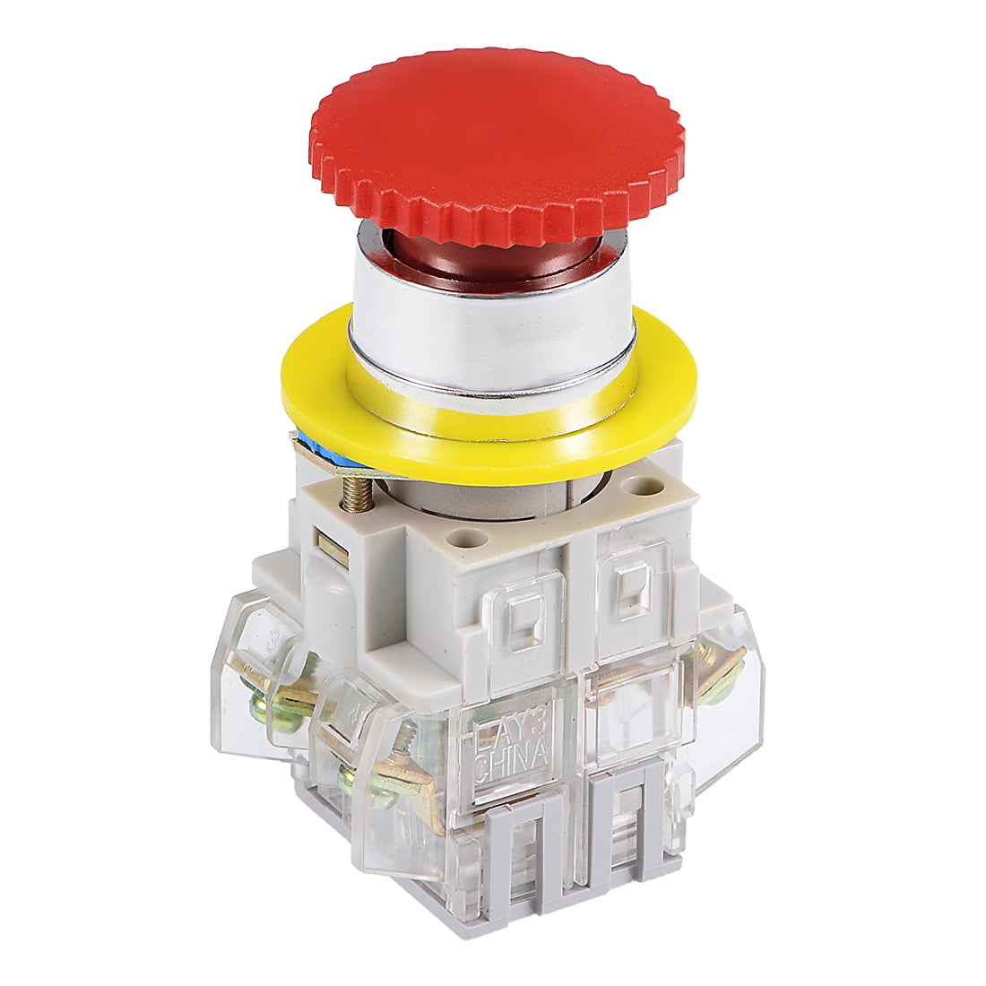 22mm Mushroom Latching Stop Push Button Switch Red 1NO+NC - Walmart.com