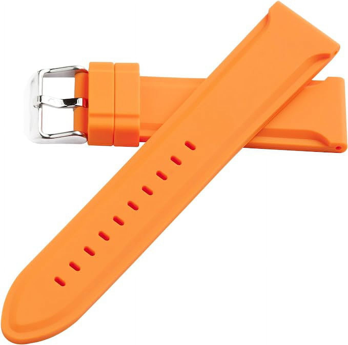 22mm Orange Bevel Men's Diver Watch Silicone Band Strap Hadley Roma ...
