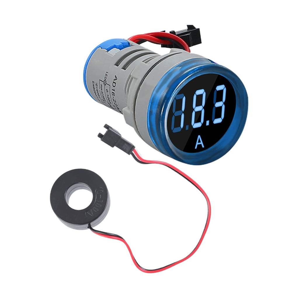 22mm Round LED Ammeter Voltmeter Display Voltages Current 0-100A Meter ...
