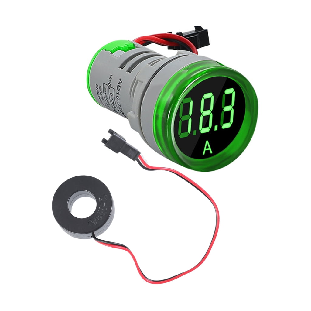 22mm Round LED Ammeter Voltmeter Display Voltages Current 0-100A Meter ...