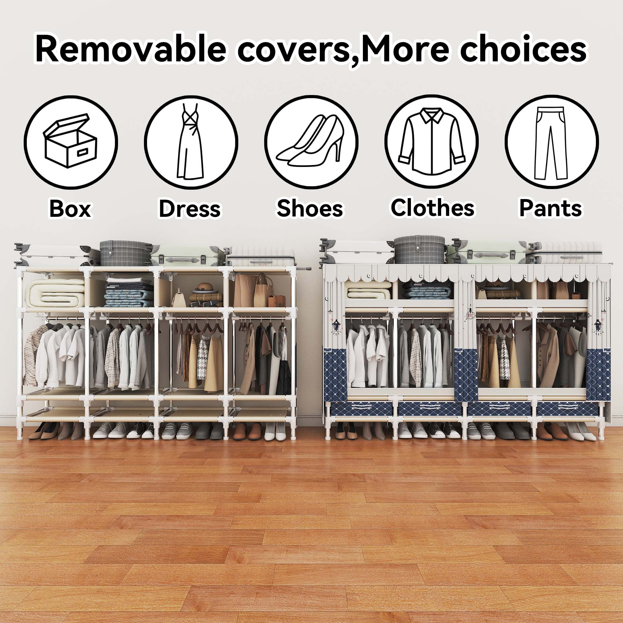22mm Thick Galvanized Steel Rust - Proof Extra - Large Fabric Wardrobe ...