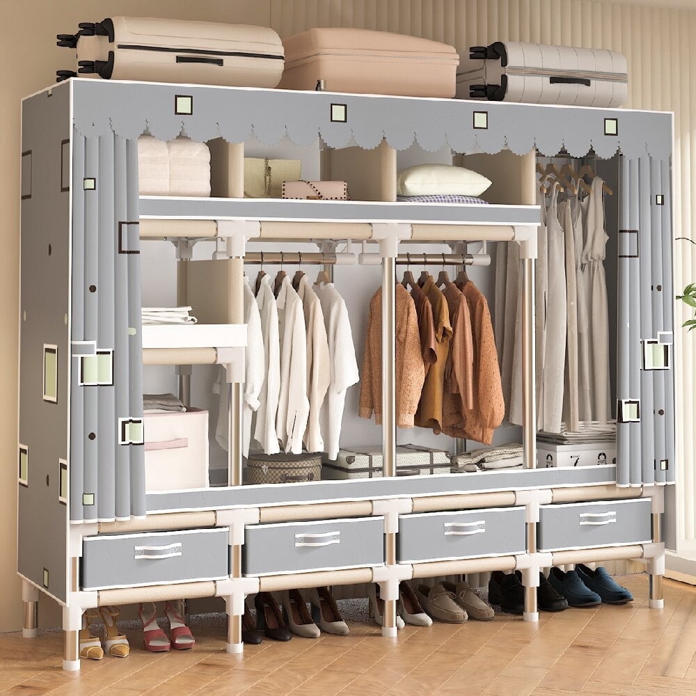 ArluKin 22mm Thick Galvanized Steel Rust -78.74Inch Portable Wardrobe ...