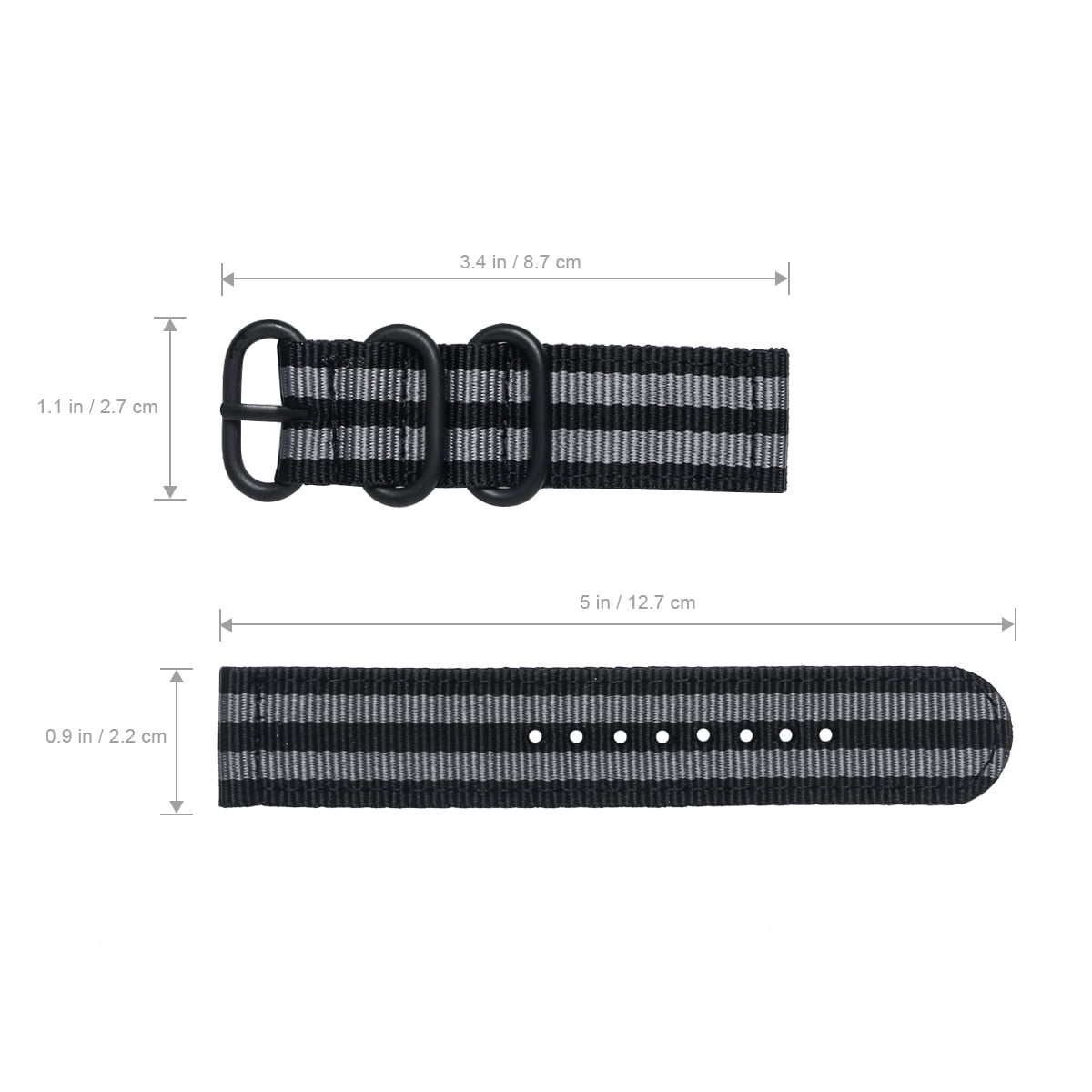 22mm Watch Strap Webbing Durable 2-Joint Nylon Watch Band Wristband for ...