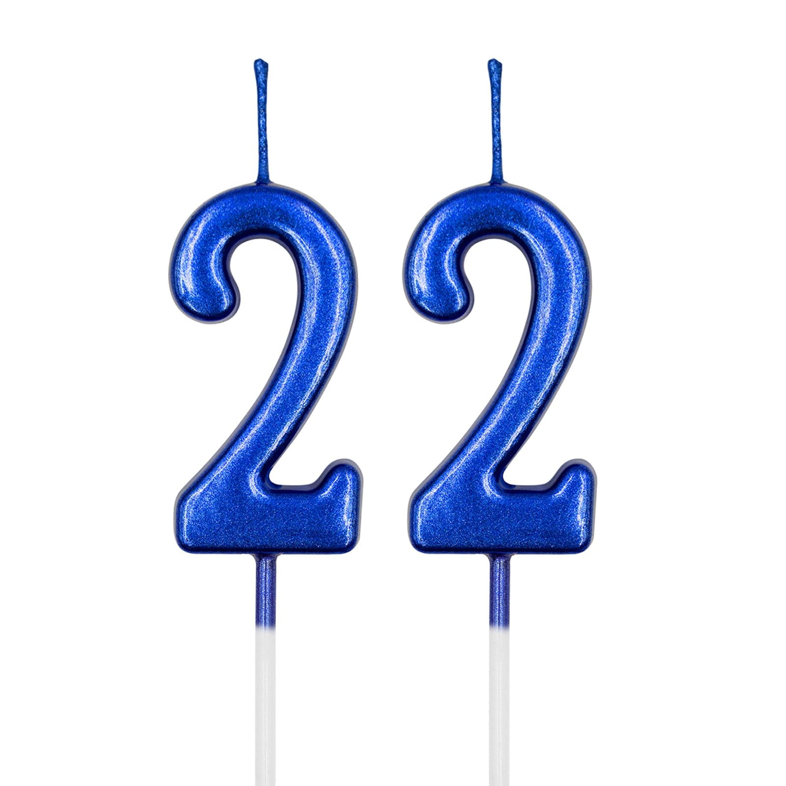 22nd Birthday Candles, Blue Number 22 Candle for Cake, Happy Birthday ...