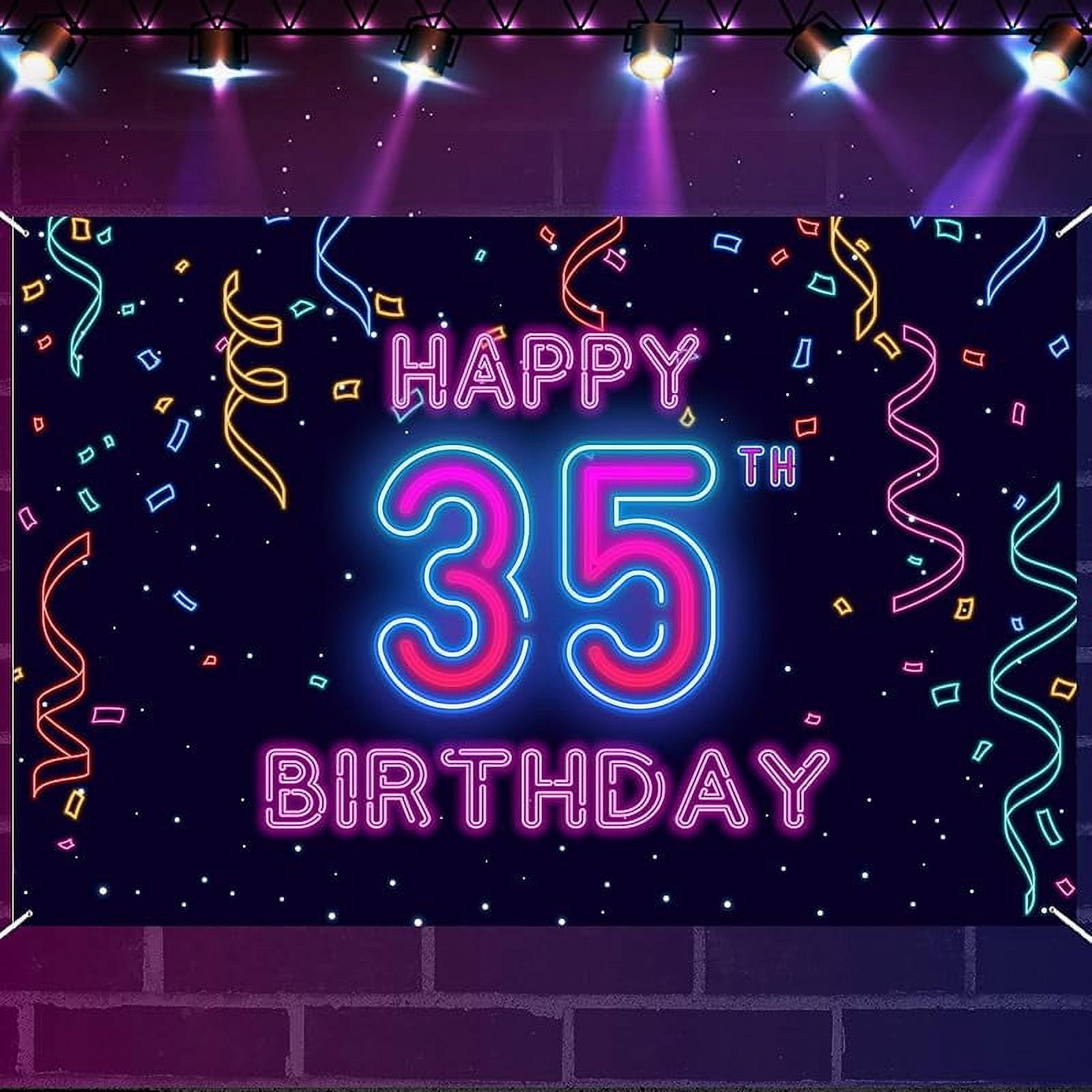 22nd Neon Glow Happy Birthday Banner Let’s Glow Banner Backdrop ...