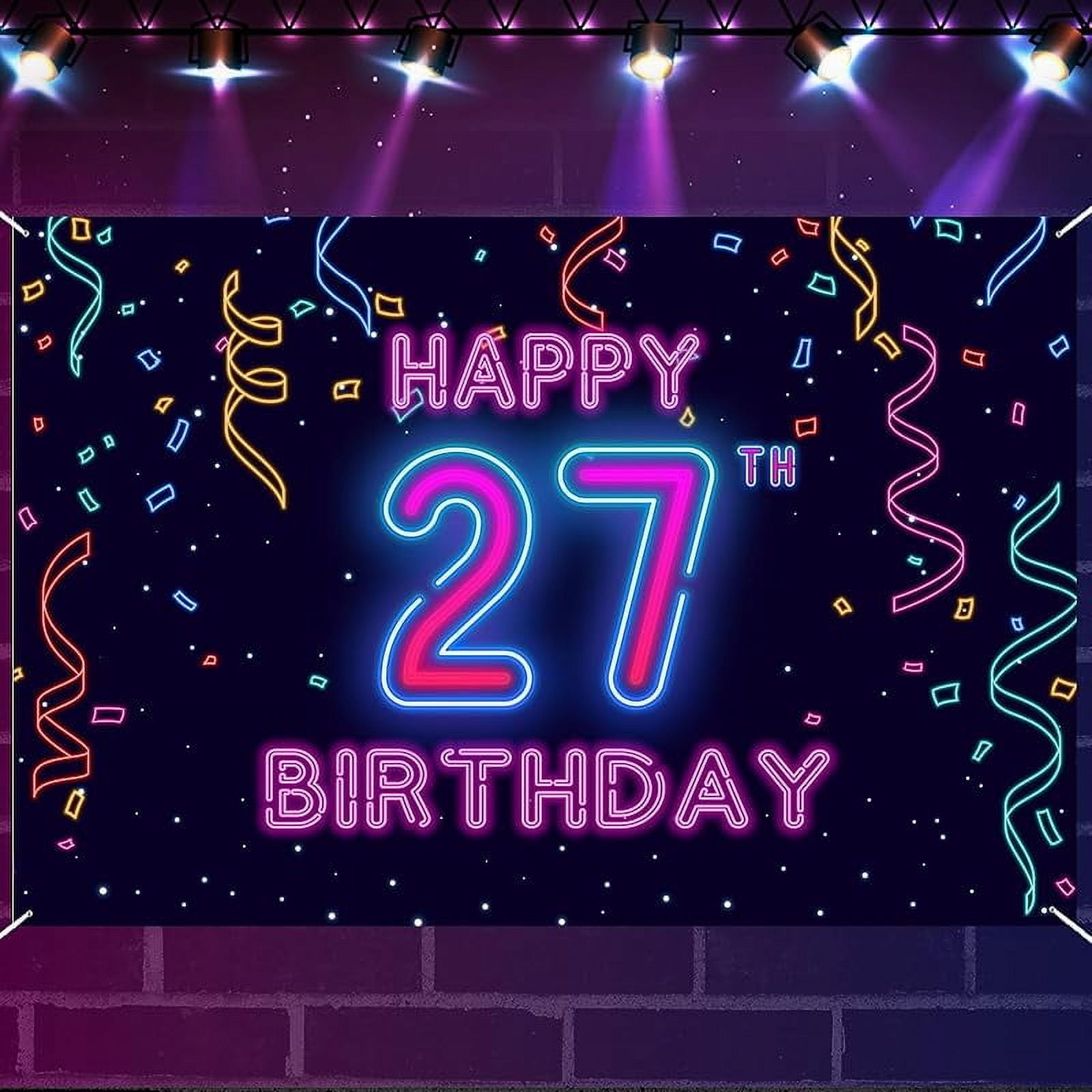 22nd Neon Glow Happy Birthday Banner Let’s Glow Banner Backdrop ...