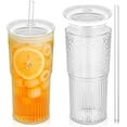 22oz Glass Cups with Lids and Straws, High Borosilicate Drinking ...