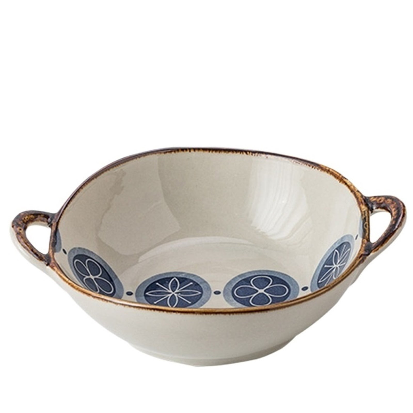 22oz Two-Handled Soup Bowl For Home Use, New Retro Noodle Bowl Large ...