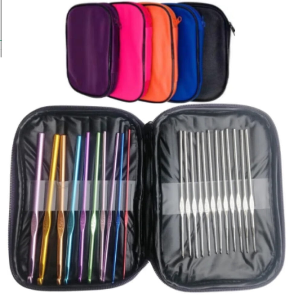 22pc Colorful Aluminum Crochet Hooks Needles Knit Weave Craft Woolen ...
